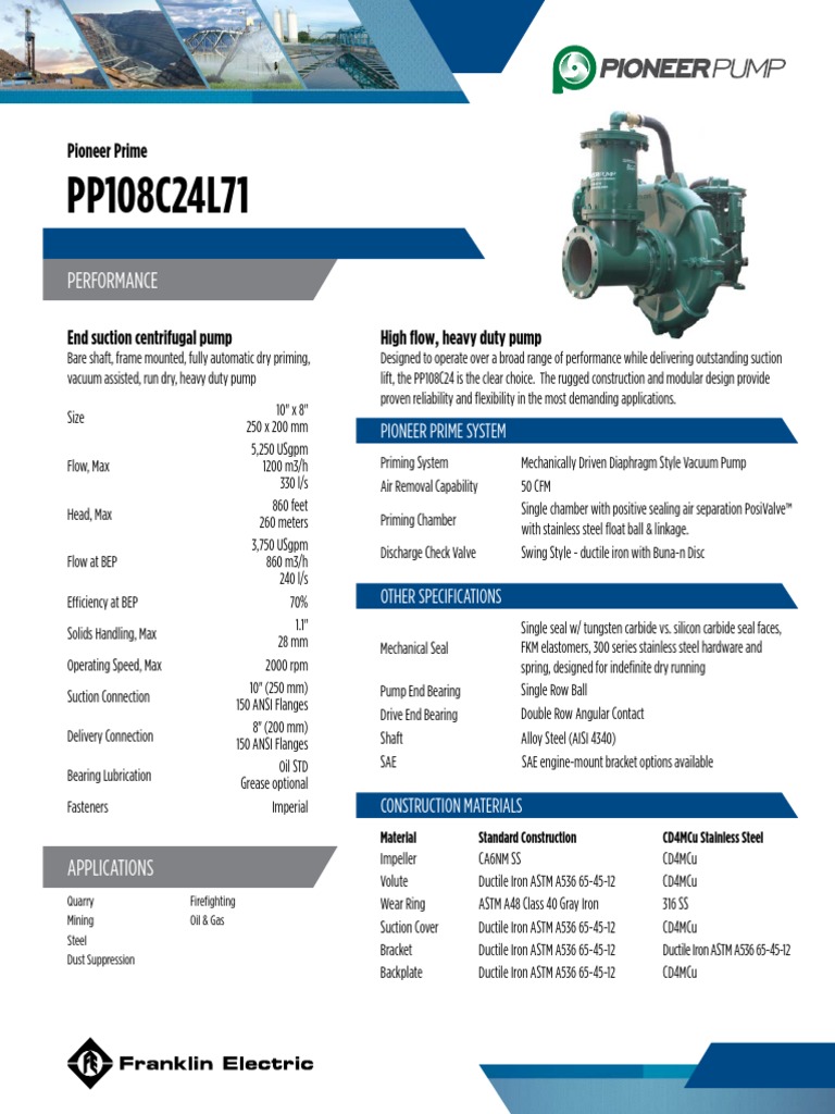 M8054 PP108C24L71 Spec Sheet-2 | PDF | Gas Technologies | Pump