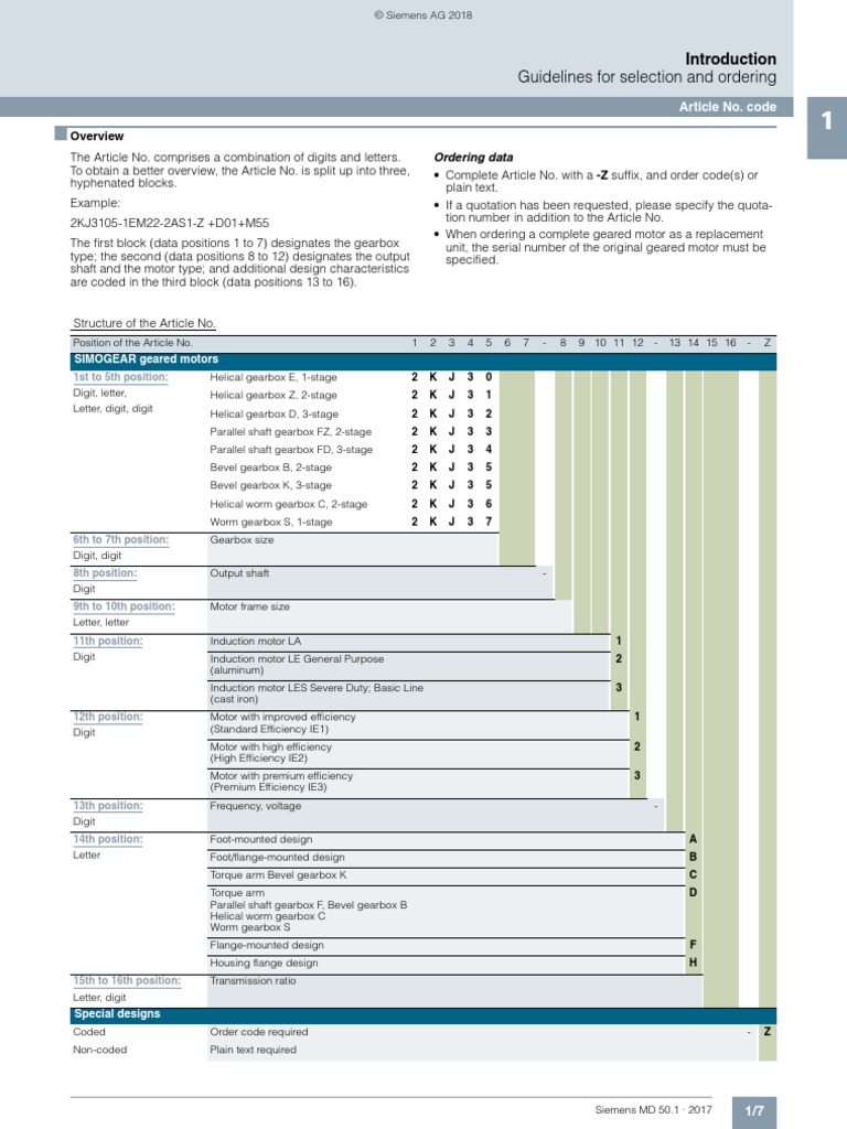 SIEMENS SIMOGEAR MD50 1 EN 2017 PDF - Update 2018 02 Article Number Code | PDF | Transmission ...