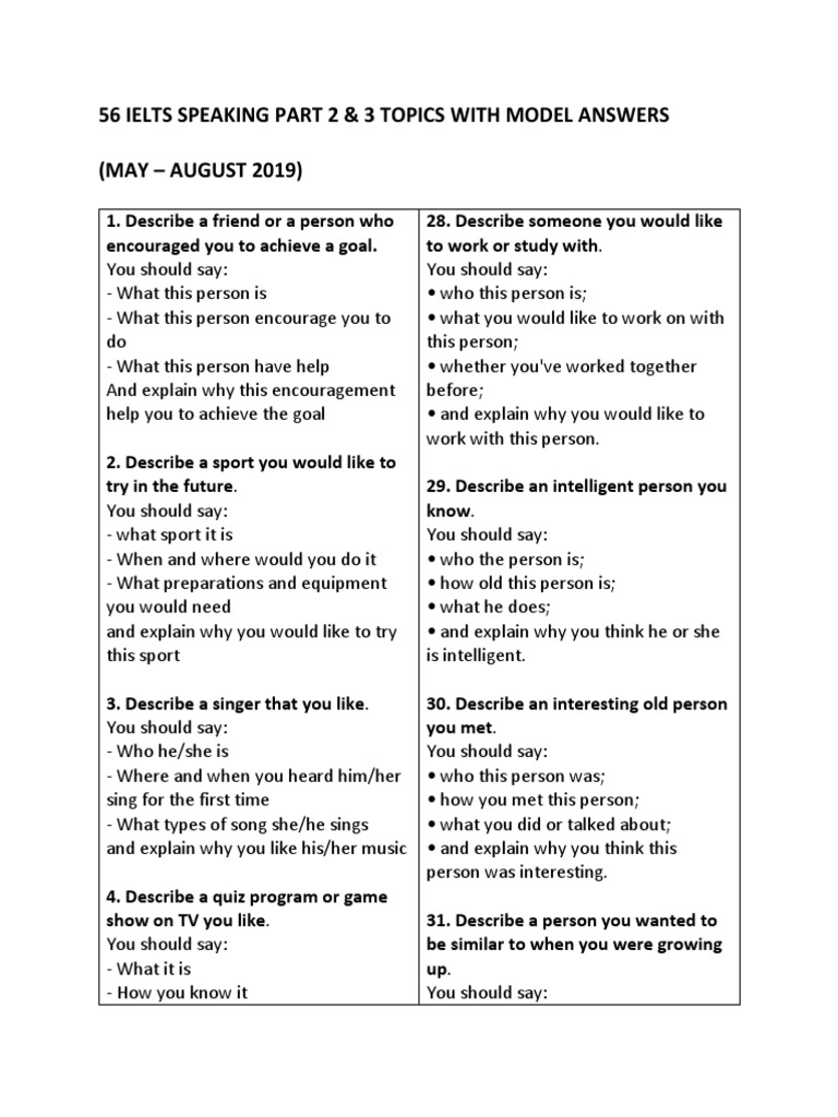 Collection of Ielts Speaking Part 2 | PDF | Snorkeling | Adele