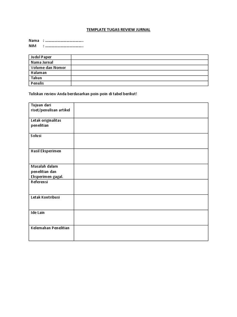 Template Tugas Review Jurnal | PDF | Karier & Perkembangan | Olahraga ...