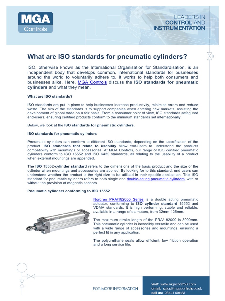ISO Standards For Pneumatic Cylinders PDF | PDF | Standardization ...