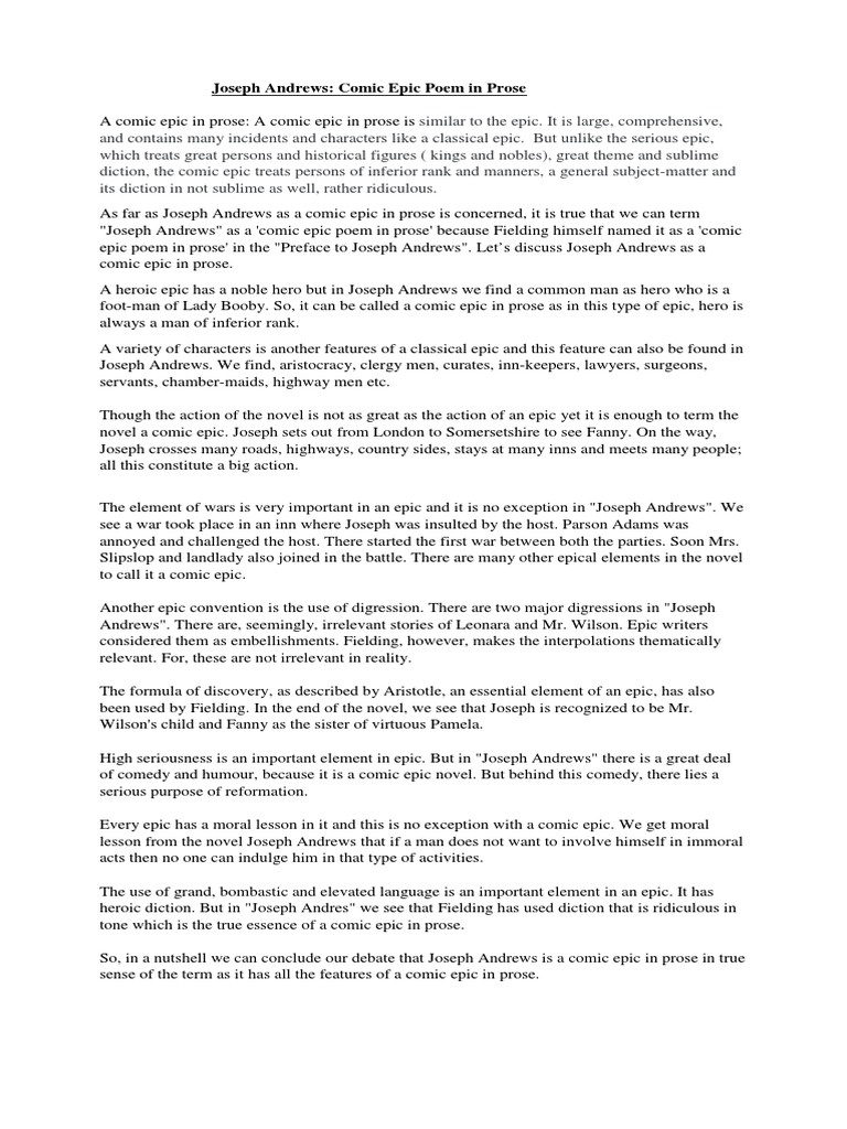 A Comic Epic in Prose PDF | PDF | Poetry