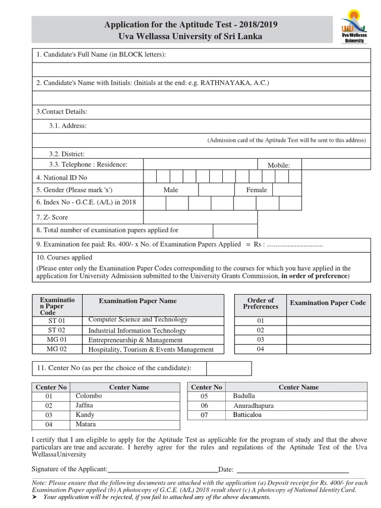 Application Aptitude Test 20182019 | PDF | Identity Document | Test ...