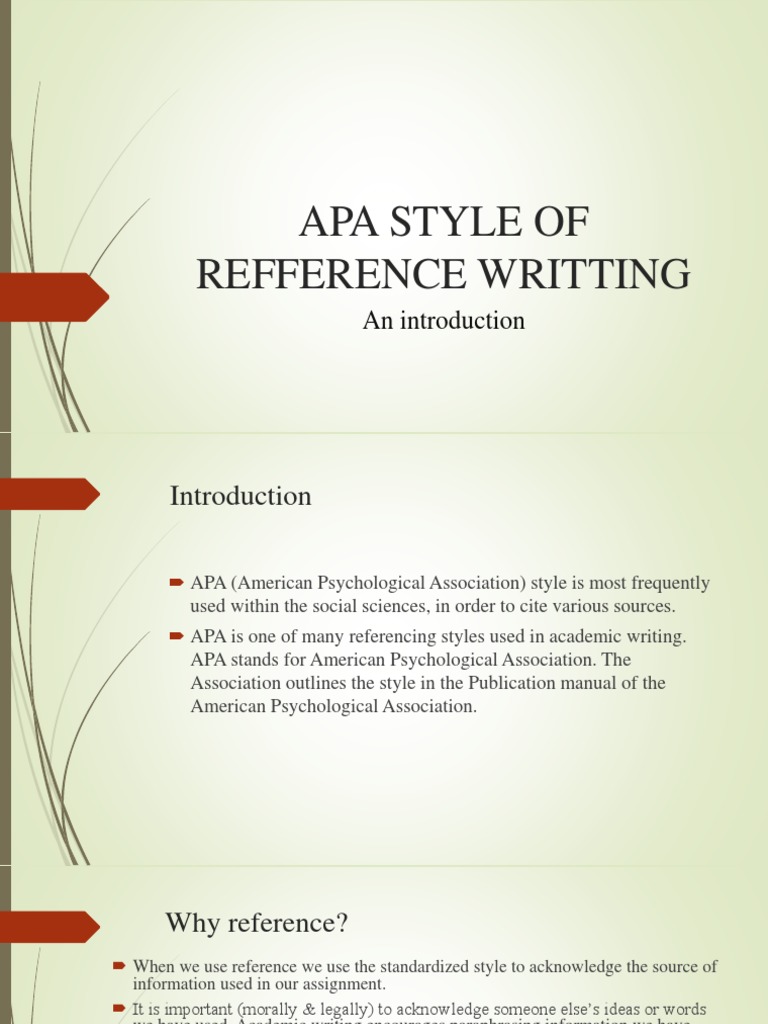 Apa Style of Refferencing | PDF | American Psychological Association ...