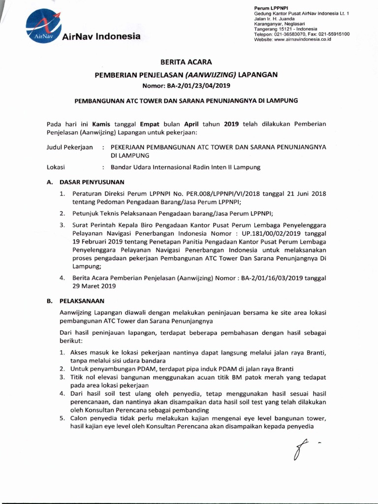 23 - BA - Aanwijzing Lapangan PDF | PDF