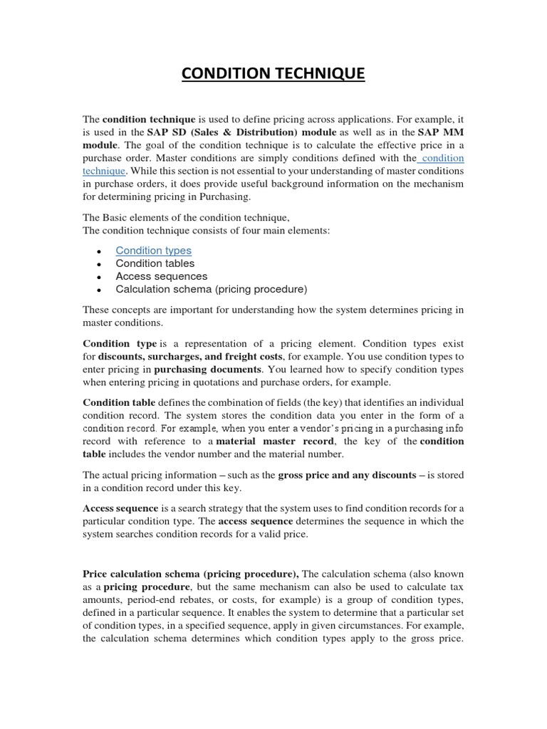 Condition Technique Sap MM | PDF | Pricing | Xml Schema