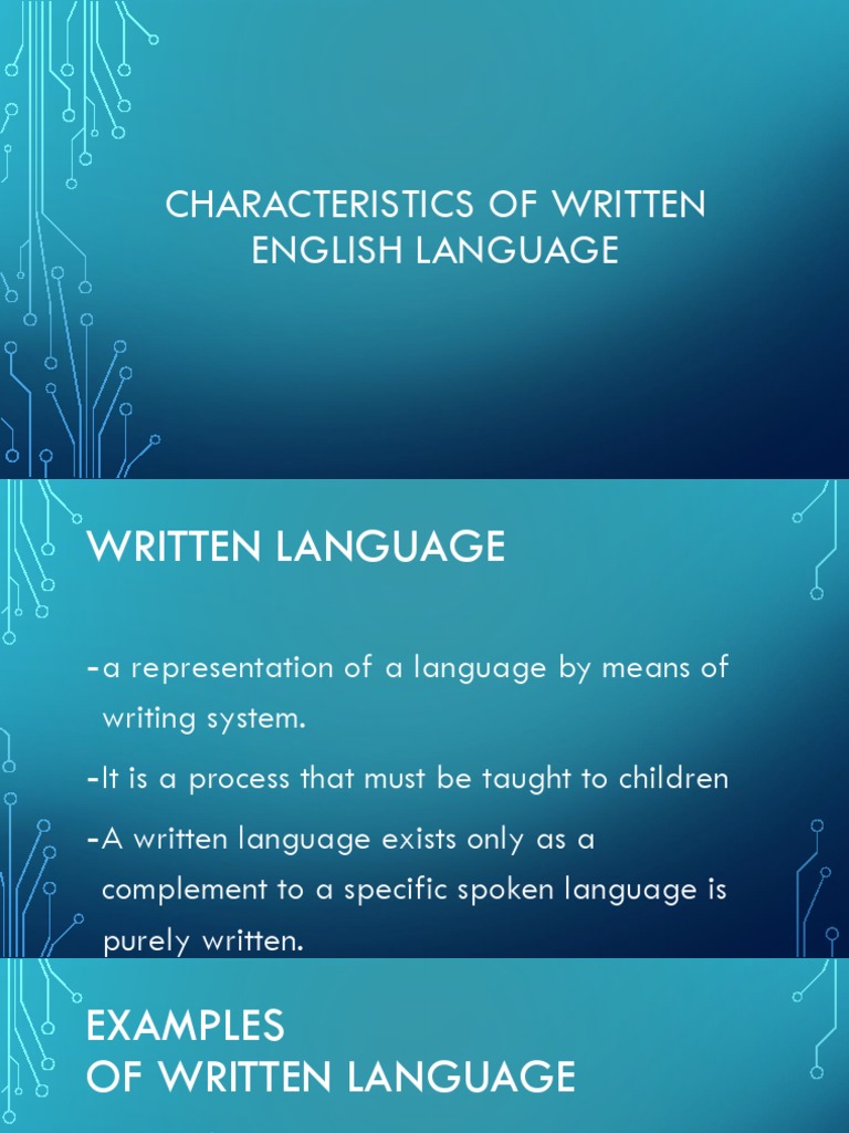 Characteristics of Written English Language | PDF | English Language ...