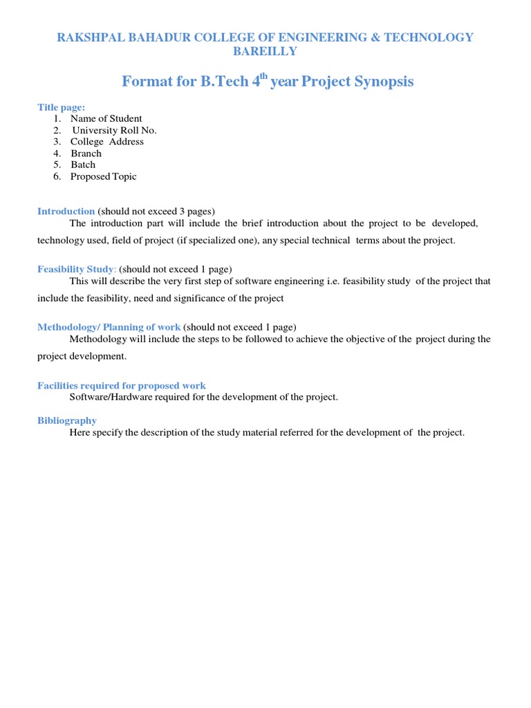 Cs Final Year Synopsys Format PDF | PDF | Computer Science | Engineering