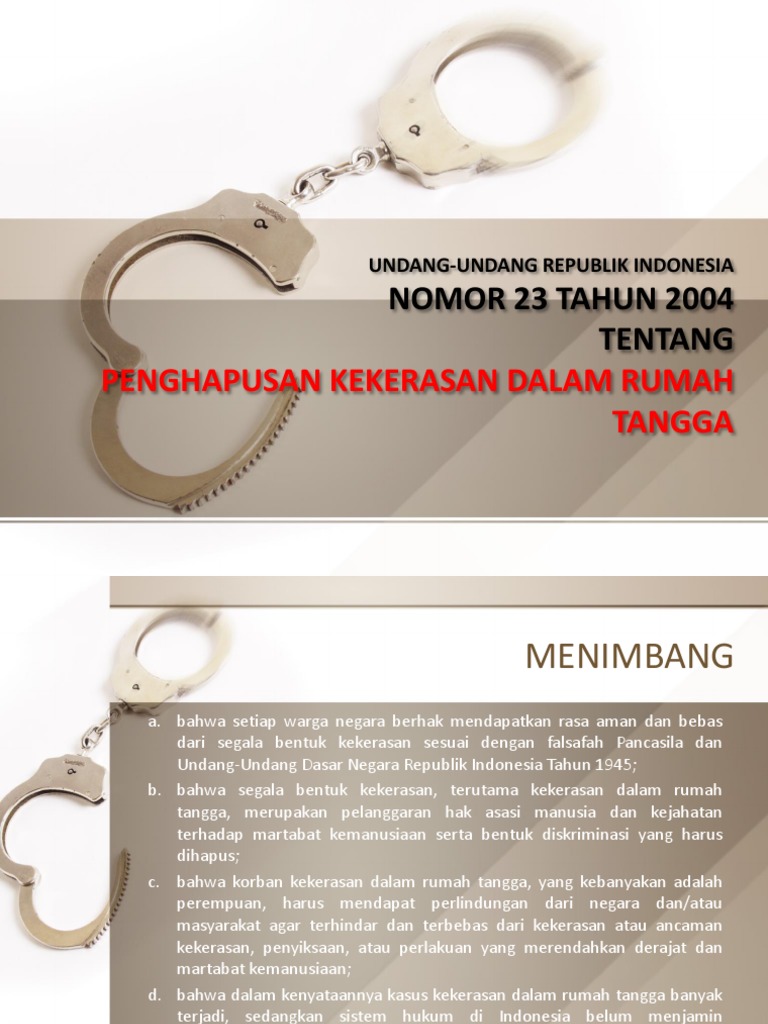 UU No. 23 Tahun 2004 Tentang Penghapusan Kekerasan Dalam Rumah Tangga | PDF