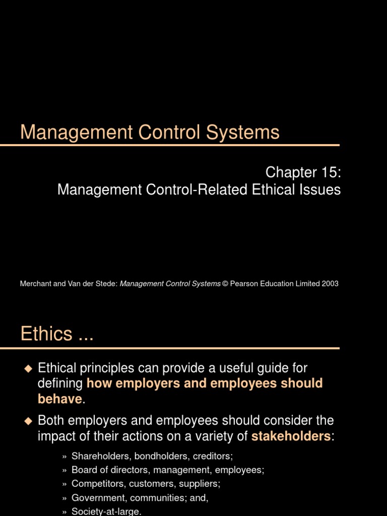ch15 Mcs Management Control Related Ethical Issues PDF | PDF | Evaluation | Business