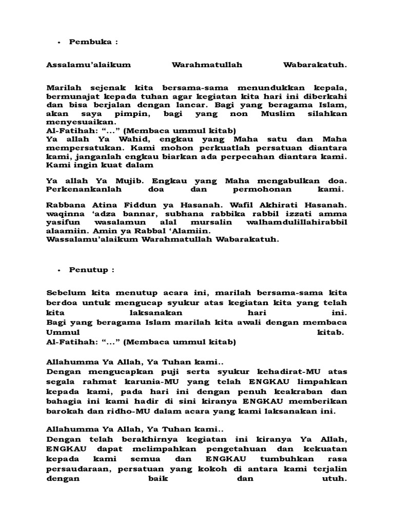 Kumpulan Doa Acara Dan Seminar | PDF