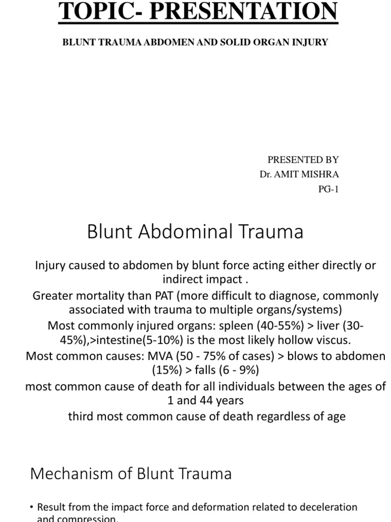 Blunt Abdominal Trauma: Diagnosis and Management | PDF | Pancreas ...