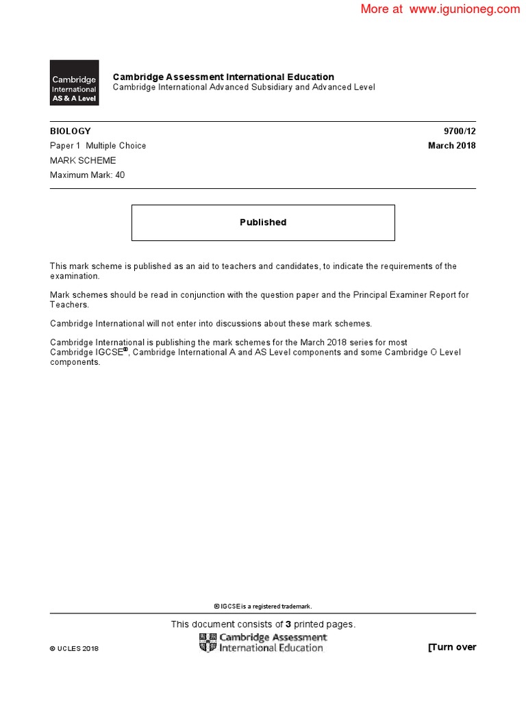 9700 m18 Ms 12 PDF | PDF | Qualifications | Schools