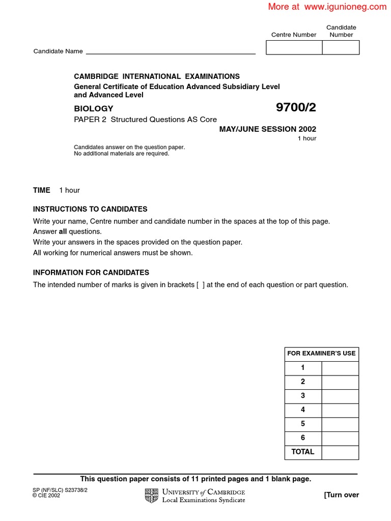 9700 s02 QP 2 PDF | PDF | T Cell | Heart
