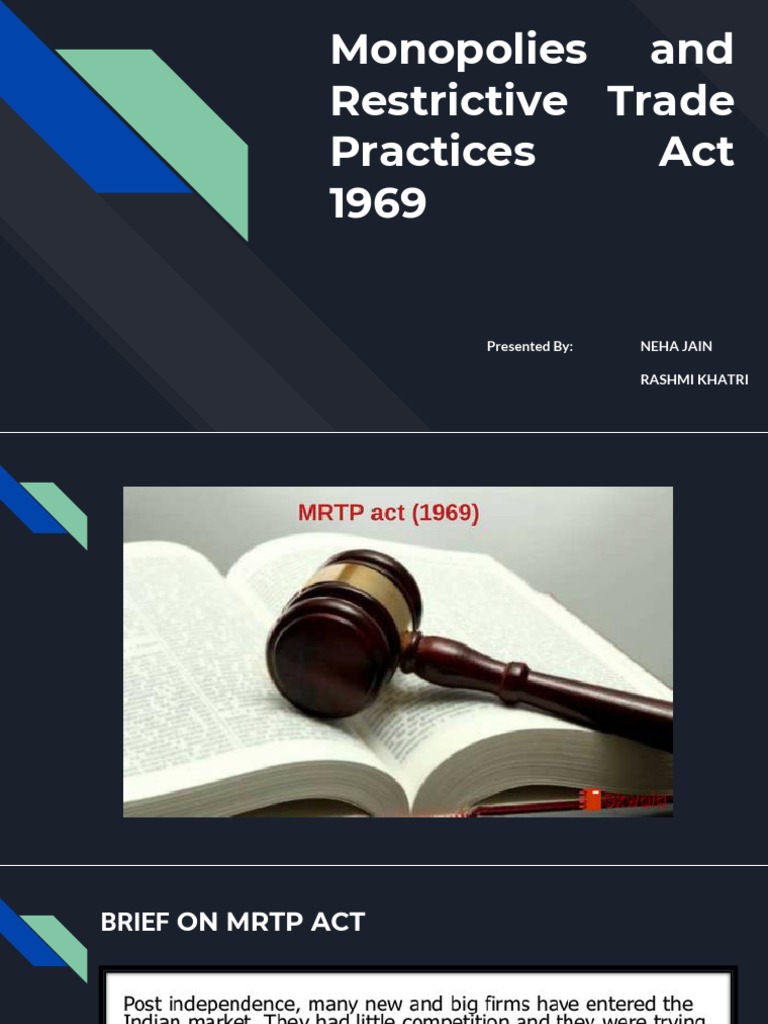 Monopolistic and Restrictive Trade Practices Act 1969 | PDF | Monopoly ...