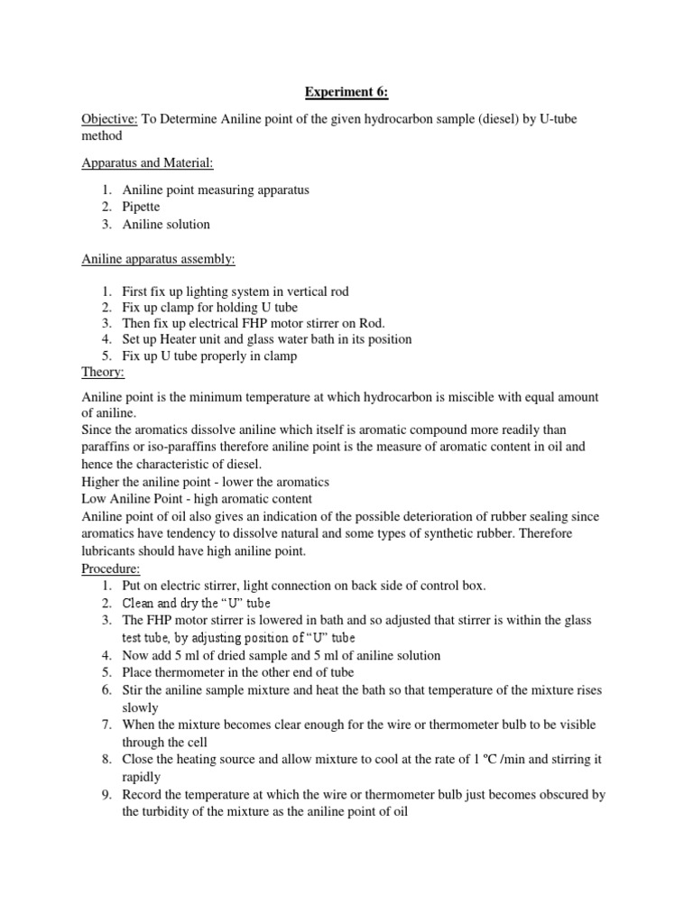 Aniline Point | PDF | Diesel Fuel | Combustion