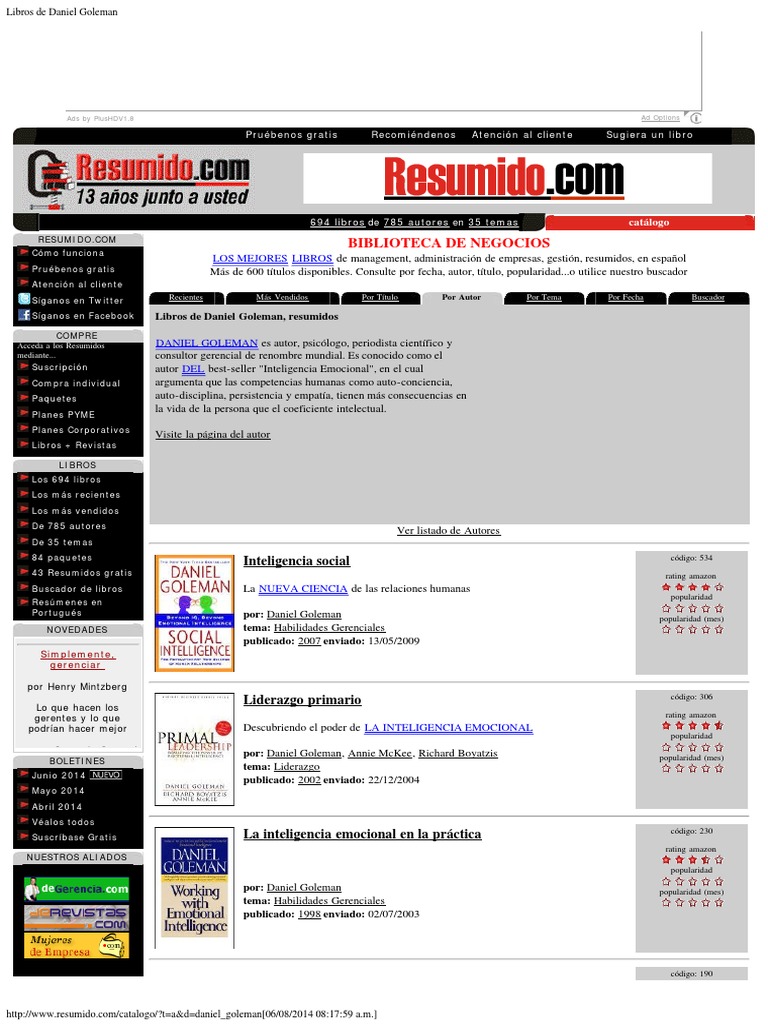 Colección de Libros - Daniel Goleman | PDF | Inteligencia emocional ...