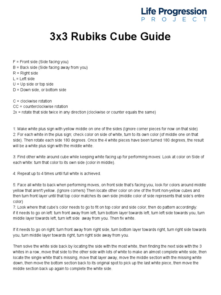 3x3 Rubiks Cube Reference Guide | PDF | Teaching Mathematics