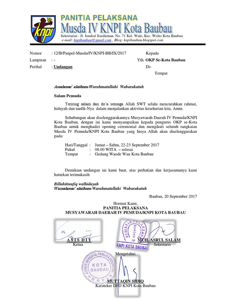 Surat Undangan Musda OKP | PDF