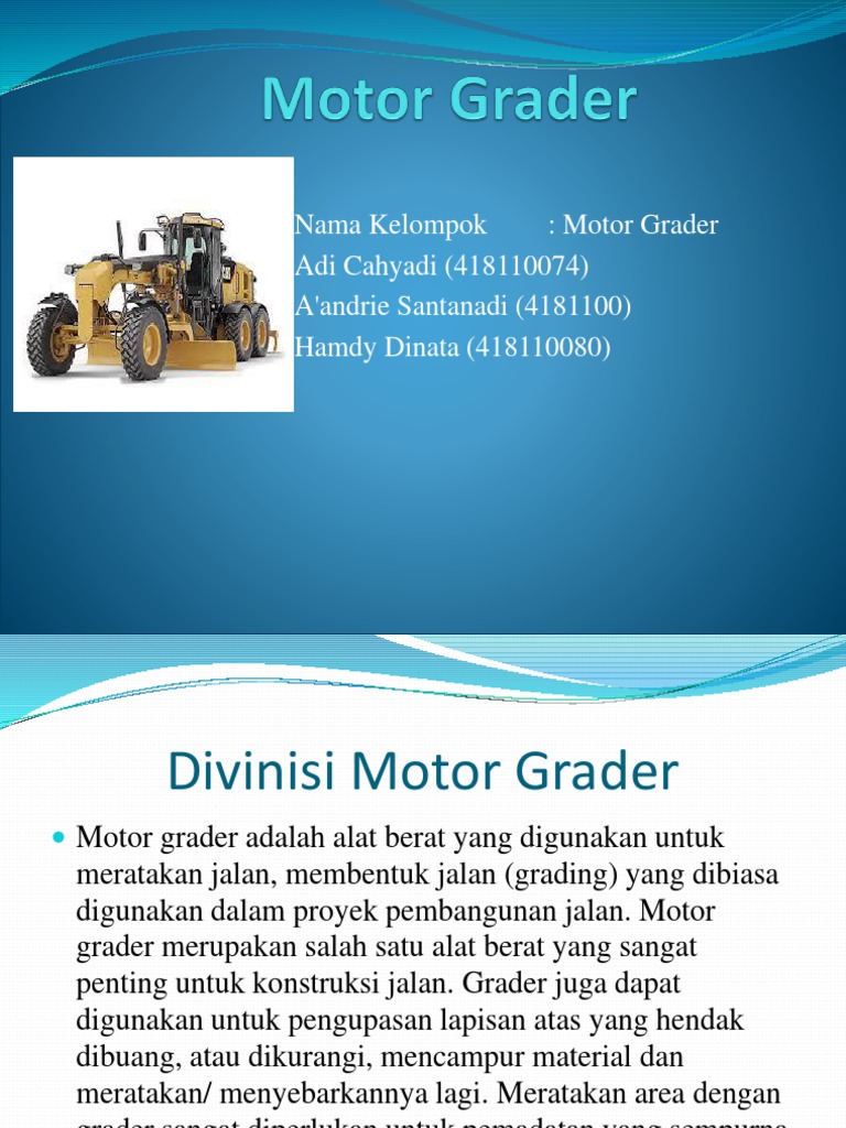 Komponen dan Fungsi Motor Grader | PDF