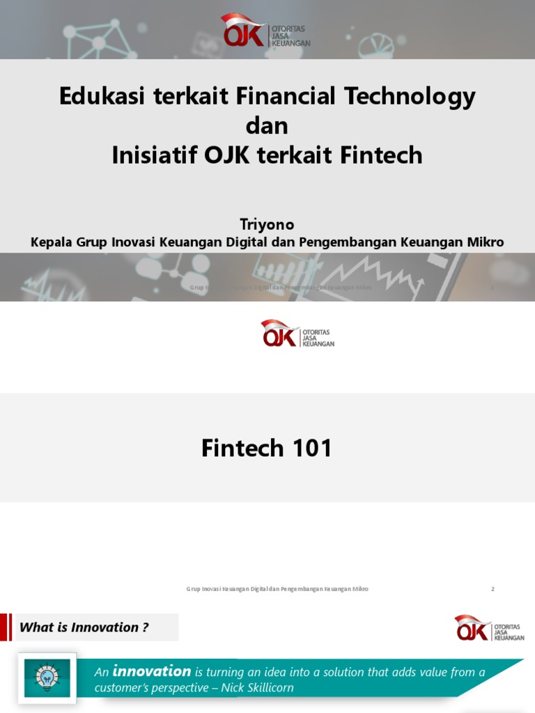 Edukasi Fintech Dan Inisiatif OJK - Triyono PDF | PDF