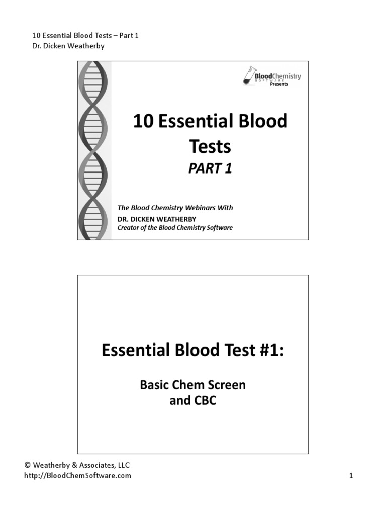 10 Important Blood Tests PART-1 PDF | PDF | Alanine Transaminase | Anemia