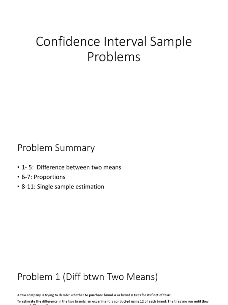 Confidence Interval Problems and Solutions | PDF | Standard Deviation | Confidence Interval