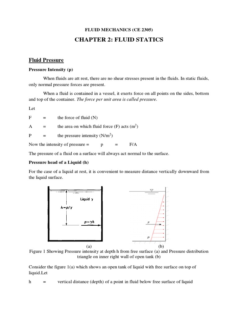 Chapter 2 Fluid Statics | PDF | Pressure Measurement | Pressure
