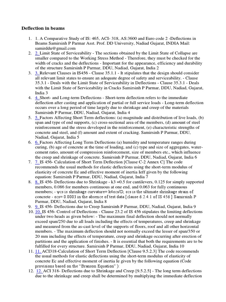 Deflection in Beams | PDF | Creep (Deformation) | Concrete