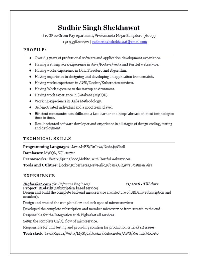 Sudhir Singh Shekhawat CV | PDF | My Sql | Web Service