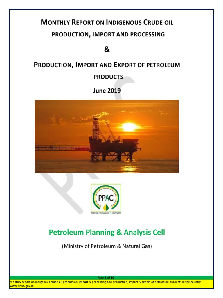 Monthly Report On Crude Oil Production | PDF | Petroleum | Oil Refinery