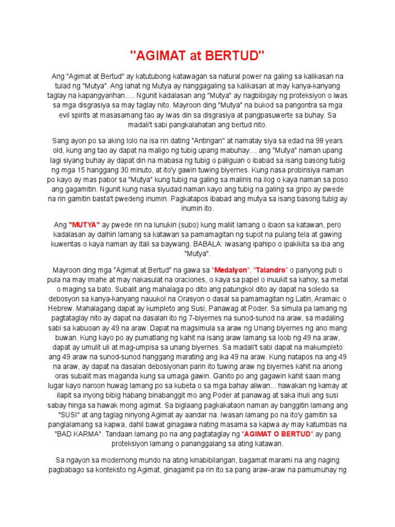 AGIMAT at BERTUD | PDF
