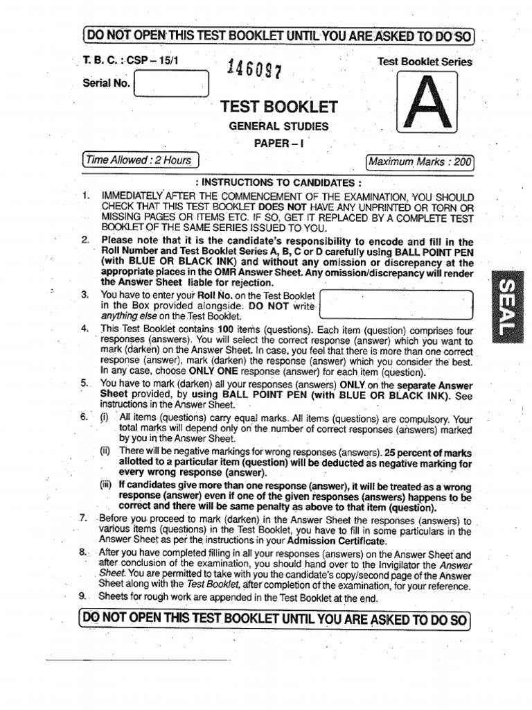 CSP 2015 081516 Paper I PDF | PDF