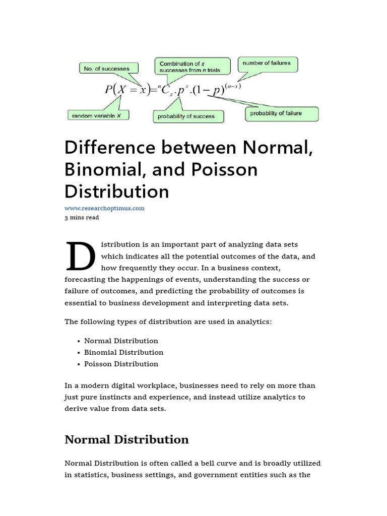 Normal, Binomial and Poisson Distributions | PDF | Normal Distribution ...