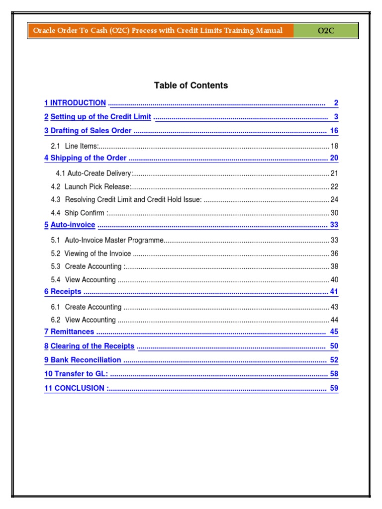 Oracle O2C Process & Credit Limits Guide | PDF | Receipt | Computing