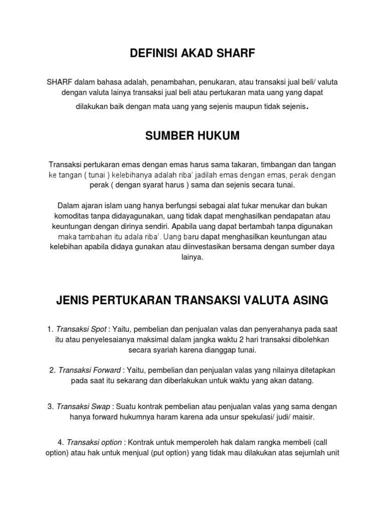 Tinjauan Fiqih Akad Sharf dalam Forex | PDF