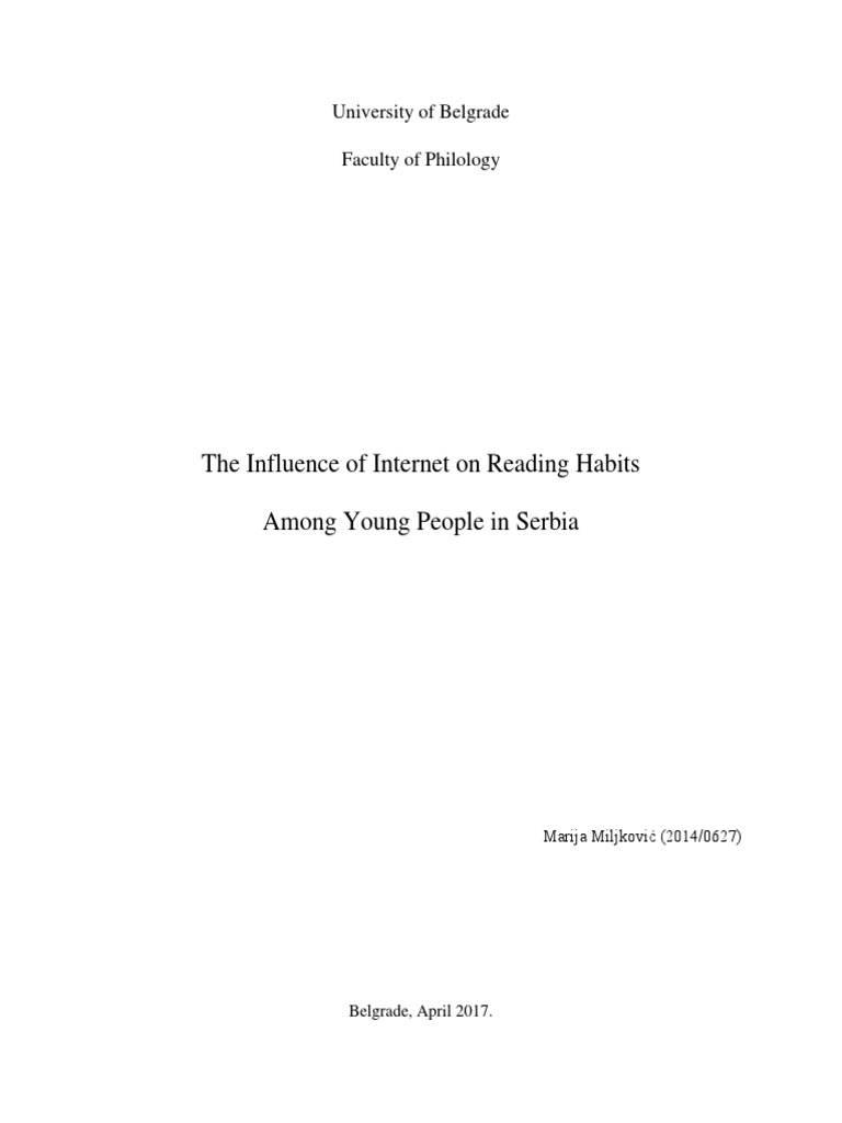 The Impact of Internet On Reading Habits Among Young People | PDF ...