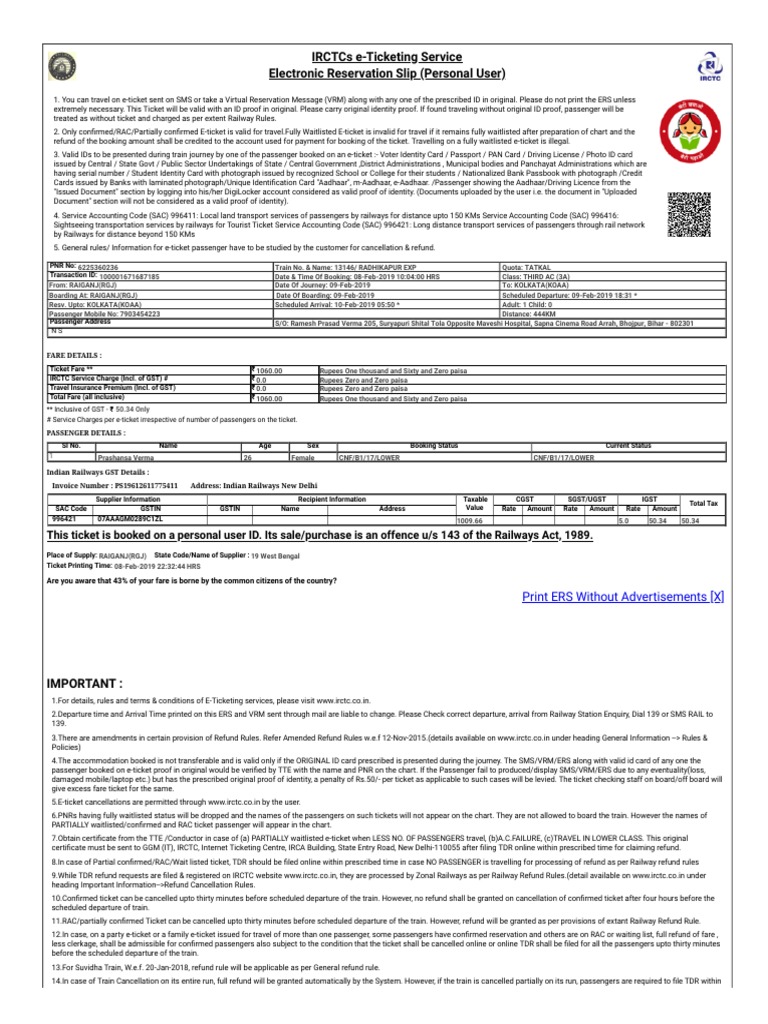 Ticket To DNR | PDF | Identity Document | Ticket (Admission)