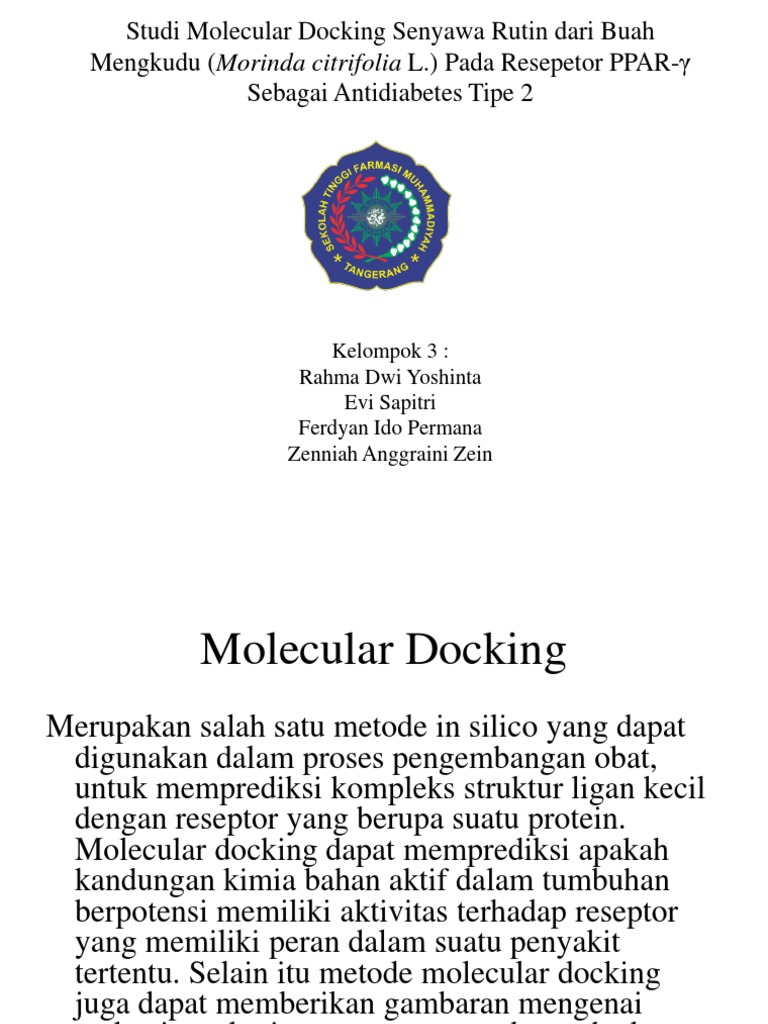 Studi Molecular Docking Senyawa Rutin Dari Buah Mengkudu | PDF