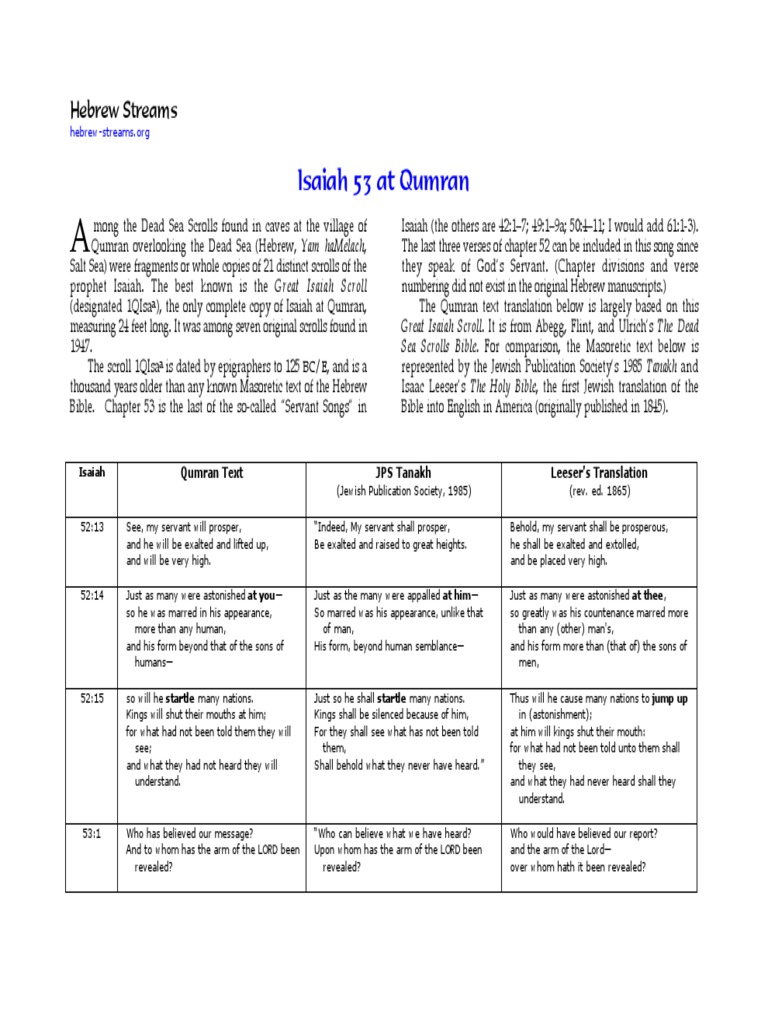 Isaiah 53 Qumran | PDF | Dead Sea Scrolls | Ancient Literature