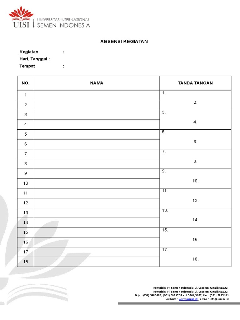 Format Absensi Rapat | PDF