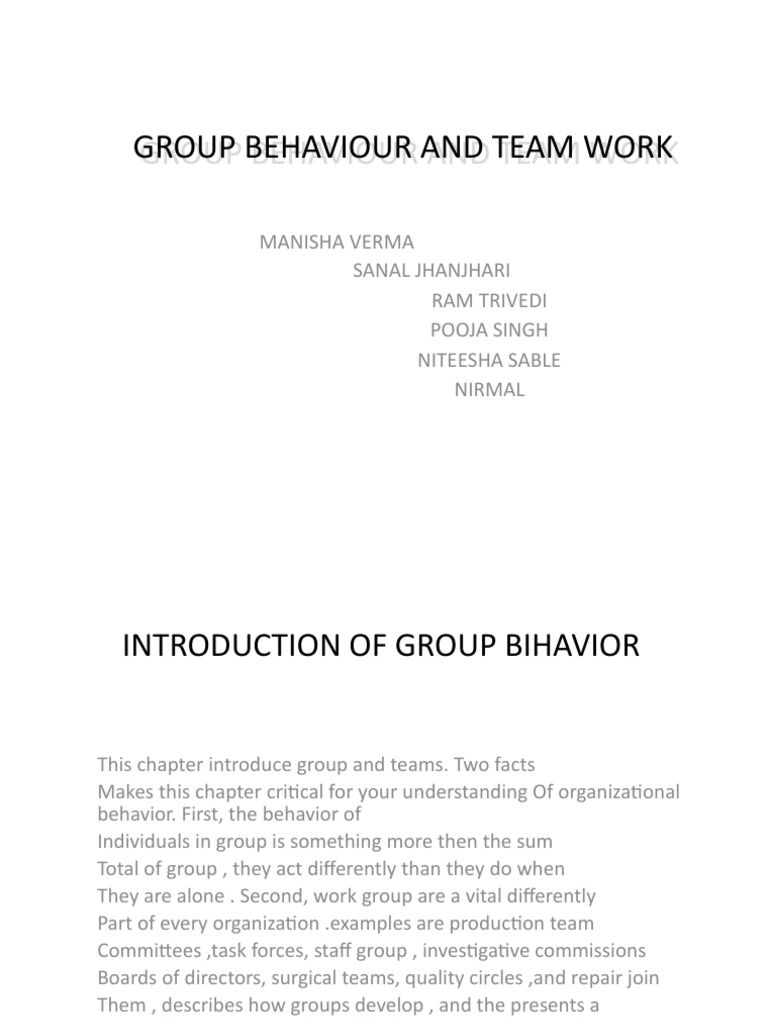 Group Behaviour and Team Work | PDF | Decision Making | Group Cohesiveness