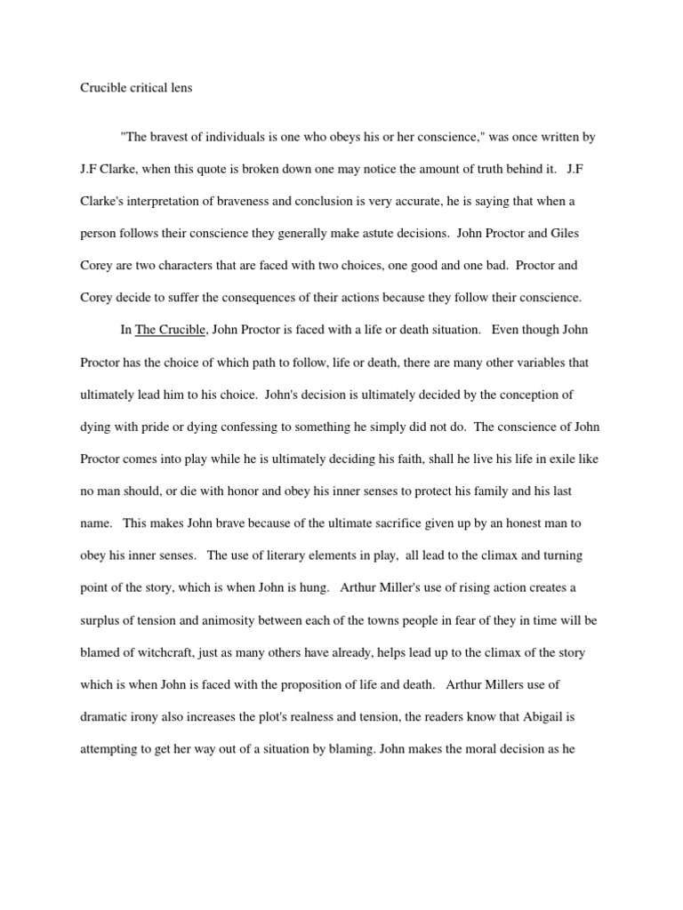 Crucible Critical Lens | PDF | Conscience | Witchcraft
