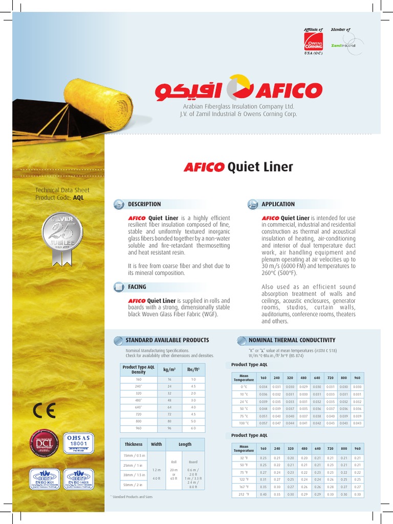 Afico Quiet Liner | PDF | Duct (Flow) | Building Insulation