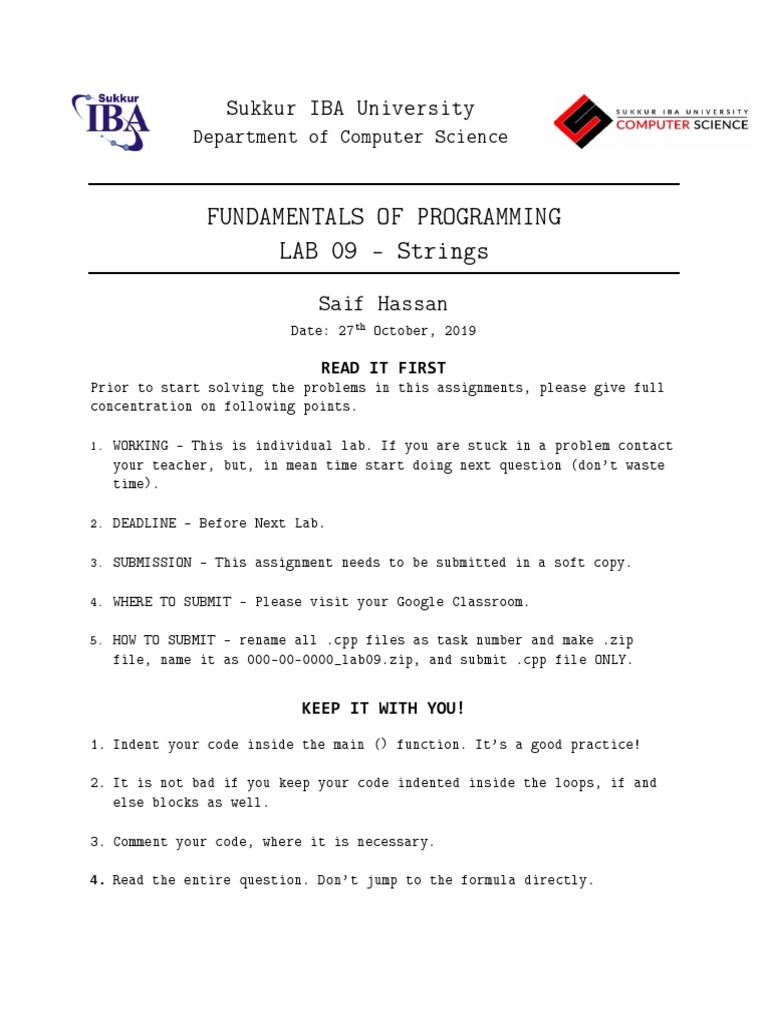 Lab 09@cs 121 | PDF | String (Computer Science) | Subroutine