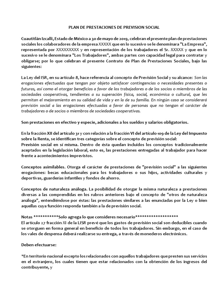 Plan de Prestaciones de Previsión Social | PDF | Salario mínimo | Salario
