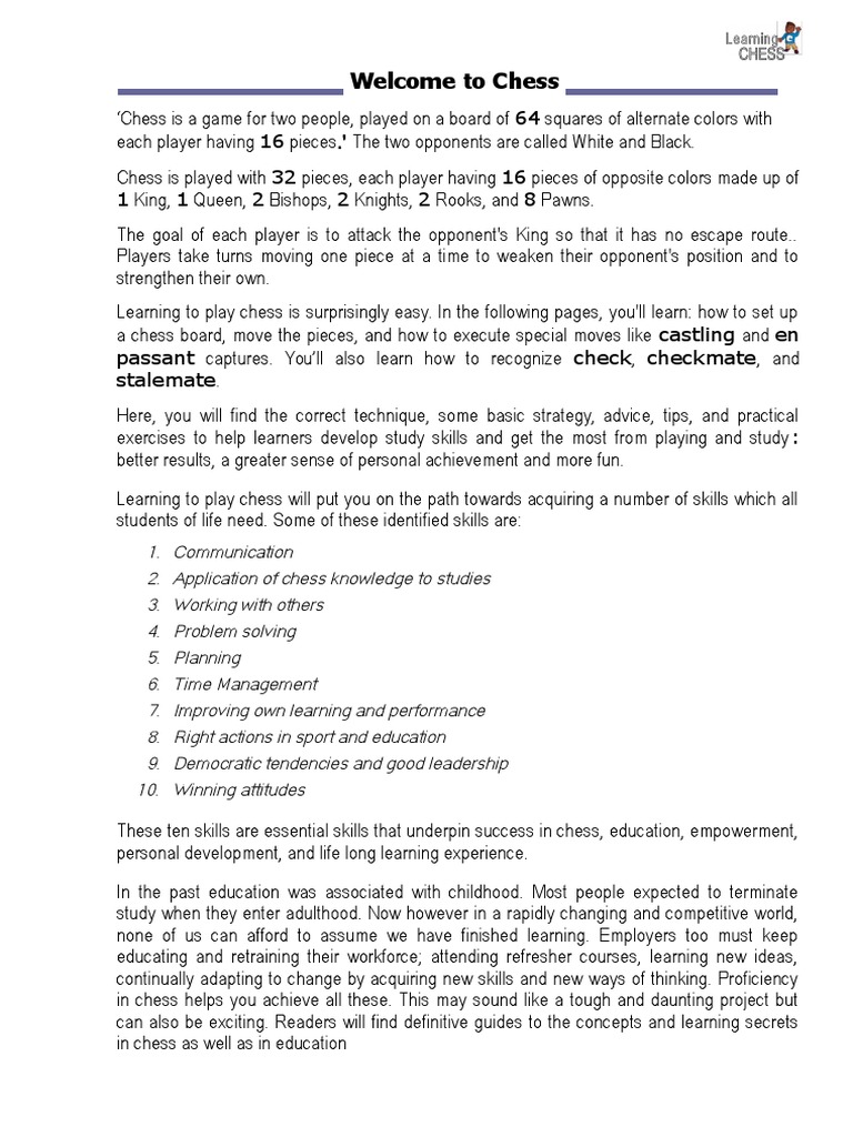 Learning Chess | PDF | Chess | Competitive Games