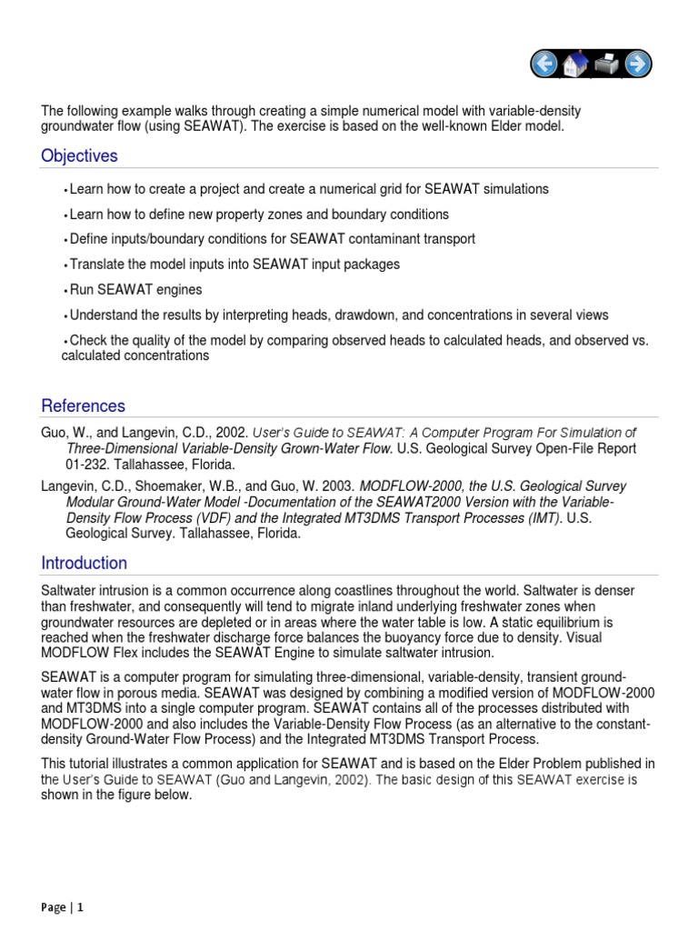SEAWAT Elder Model Tutorial | PDF | Computer Simulation | Conceptual Model