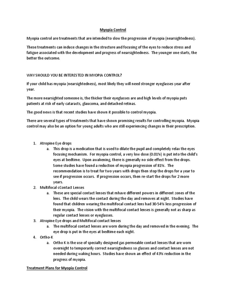 Myopia Control | PDF | Contact Lens | Cataract