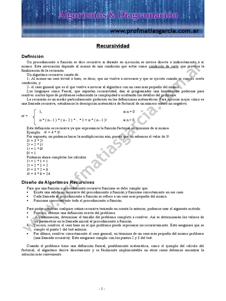 Algoritmos Con Recursividad | PDF | Recursividad | Programación de computadoras